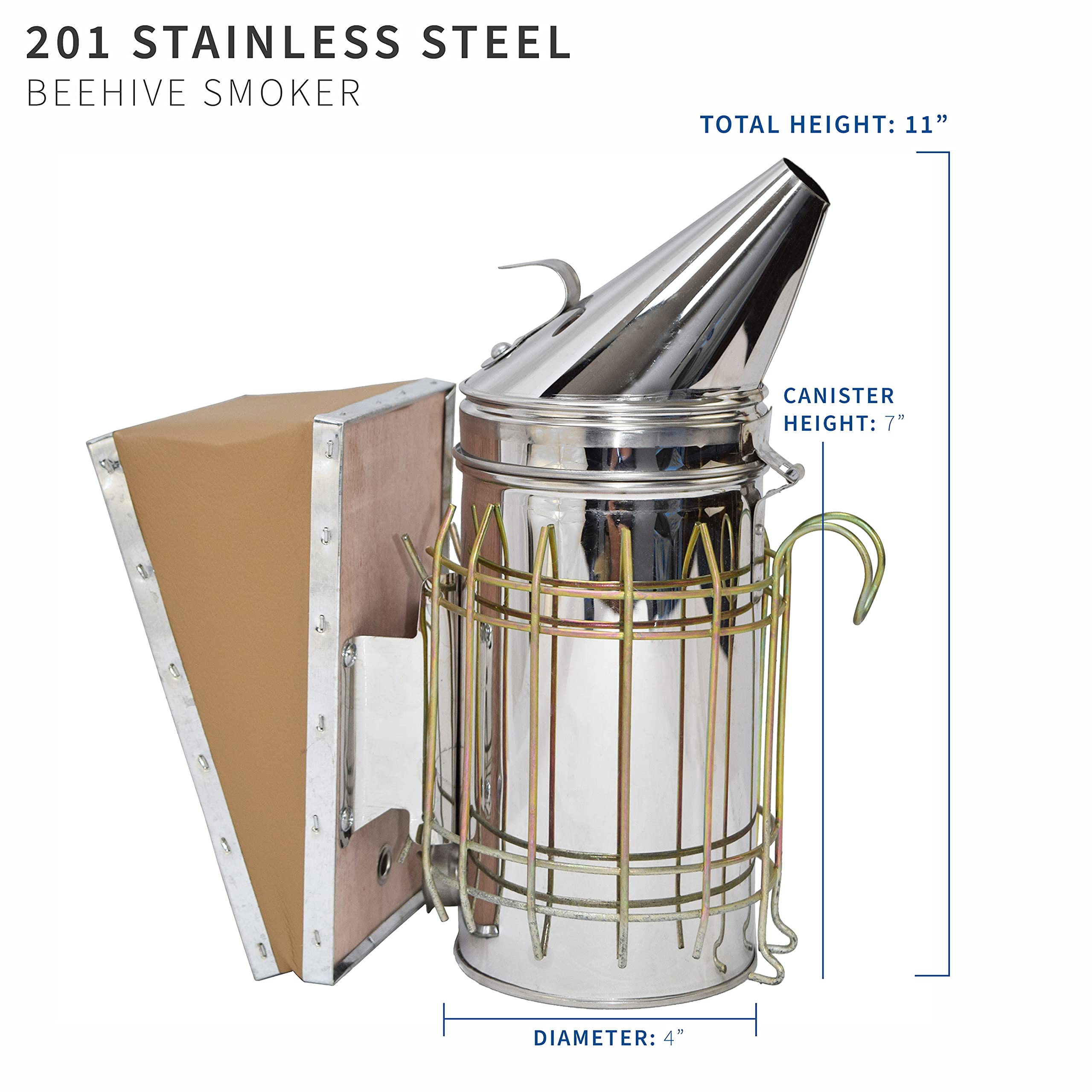 Manual Beekeeping Smoker with Heat Shield Stainless Steel – BeeBrill ...